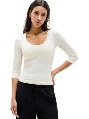 Athleta Bodymove Scoop Midi Sleeve Tee Bone
