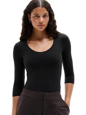 Athleta Bodymove Scoop Midi Sleeve Tee Black