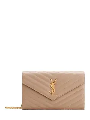 Saint Laurent Cassandre Wallet On Chain - Black
