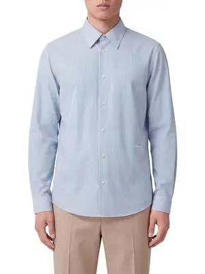 BURBERRY Striped Cotton Long-sleeved French Collar Shirt