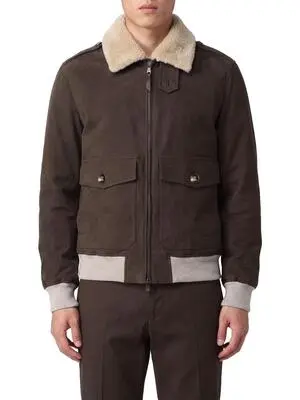 Brunello Cucinelli Brunello Cucinelli Suede Bomber Jacket With Shearling Collar And Padding Brown