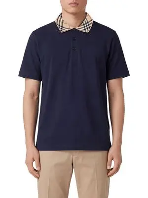 BURBERRY Short-sleeved Cotton Polo Shirt With Check Pattern Collar