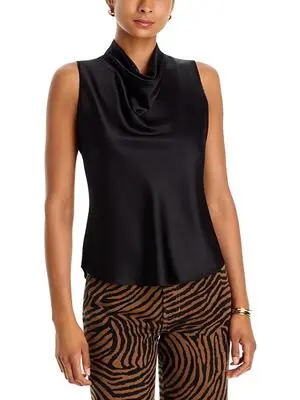 Veronica Beard Silk Blend Cowl Neck Top - Black