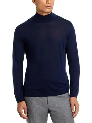 JACK VICTOR Wool & Silk Mock Neck Sweater Navy