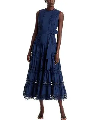 LAYERED WITH LOVE London Embroidered Eyelet Maxi Dress - Navy