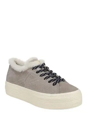 Veronica Beard Truett Shearling Lined Platform Sneakers - Cobblestone