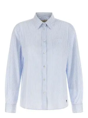 Max Mara Striped Cotton Poplin Shirt - Blue