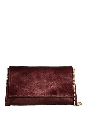 Aqua Calf Hair Clutch - Wine