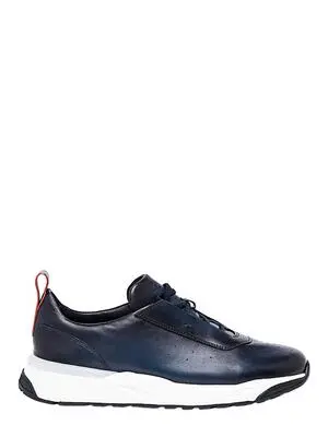 Santoni Leather Low Top Sneakers Blue