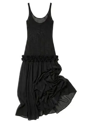 STUDIO CONSTANCE Maxi Ruffle Cotton-blend Dress - Black