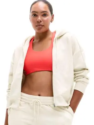 Athleta Forever Fleece Classic Full Zip Sweatshirt - Bone