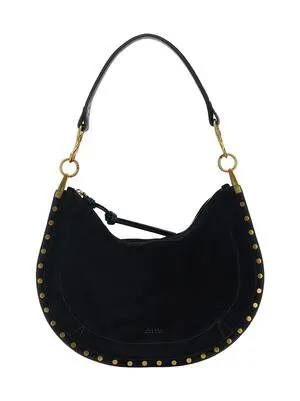Isabel Marant Étoile Oskan Soft Zip Suede Handbag With Stud Appliqu - Black