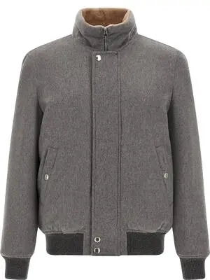 Brunello Cucinelli Cashmere And Vicuna Jacket - Gray