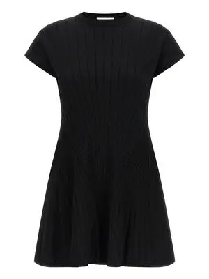 Sportmax Spxere Radial Effect Stretch Viscose Blend Knit Dress - Black