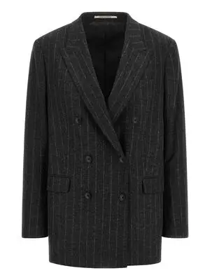 Tagliatore Jasmine Double-breasted Wool Blend Pinstripe Blazer - Gray