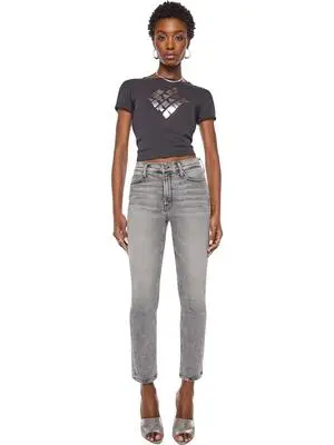 MOTHER Mid Rise Straight Leg Ankle Jeans - Black