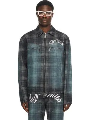 Off-White Check Jacquard Denim Zip-up Shirt Jacket - Multicolor