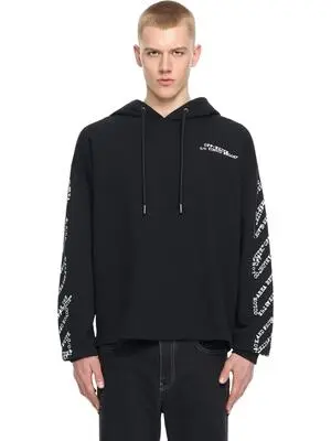 Off-White Type Arrow Diagonal Loose Hoodie - Black