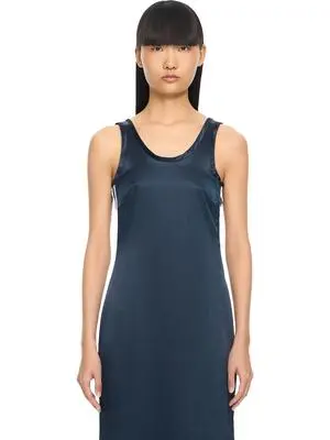 Off-White Satin Backless Midi Dress - Blue