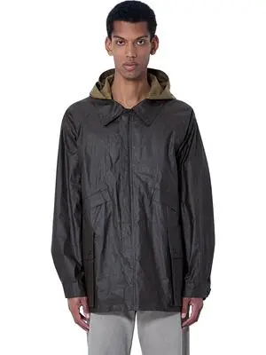 LEMAIRE Hooded Waxed Jacket - Brown