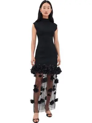 Aje Fleura Knit Midi Dress - Black