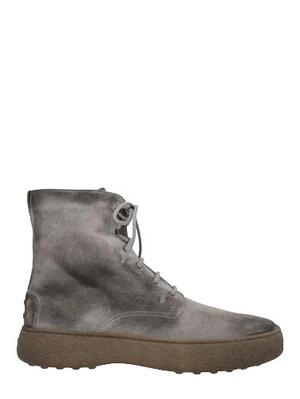 TOD'S Lace-up Ankle Boots In Suede - Grey
