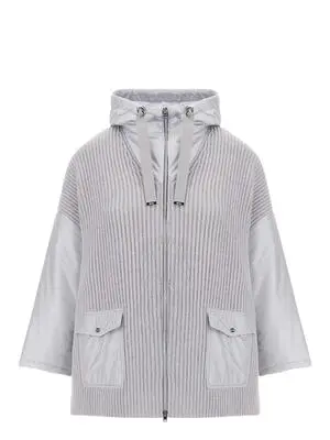 Herno Panelled Drawstring Hooded Jacket - Grey