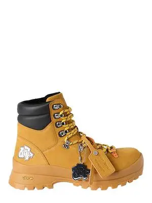 Off-White Lace-up Leather Hiking Boots - Yellow/black