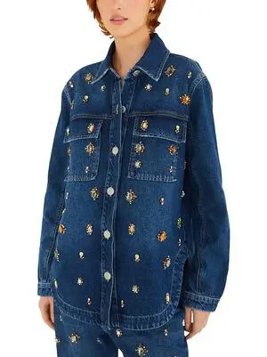 FARM RIO Gem Embellished Denim Shirt