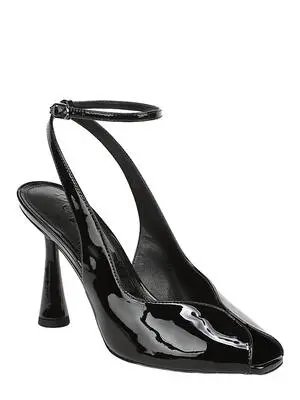 Sam Edelman Esme Patent Leather Peep Toe Heels - Black