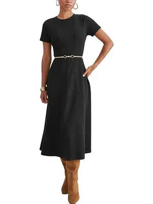 Splendid Winslow Short Sleeve Midi Dress - Black