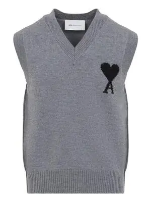 AMI Paris AMI PARIS Sleeveless V-Neck Sweater Gray