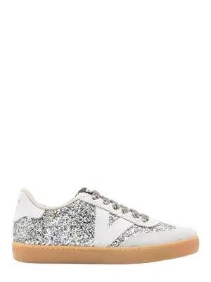 VICTORIA BECKHAM Victoria Glitter-Effect Leopard-Print Lace-Up Sneakers