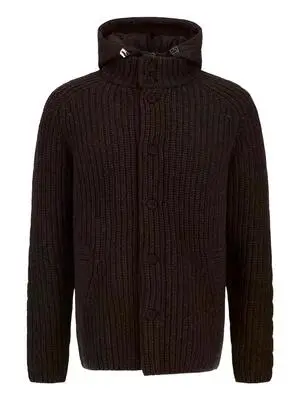 Herno Cable-knit Hooded Jacket - Brown