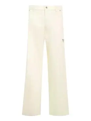 Moncler Logo-plaque Straight-leg Trousers - Neutrals