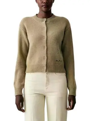 A.p.c. Lila Logo-embroidered Cardigan - Neutrals