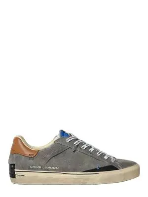 CRIME LONDON Deconstructed Logo-print Distressed-finish Sneakers - Grey