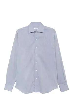 ALESSANDRO GHERARDI Spread-collar Long-sleeve Shirt - Blue