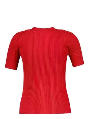 COURREGES Courrèges Ribbed Knit Polo Shirt Red