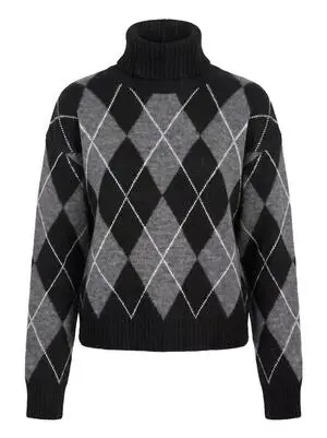 ANIYE BY Argyle Roll-neck Sweater - Black
