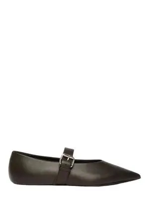 Max Mara Buckle-strap Pointed-toe Ballet Flats - Brown