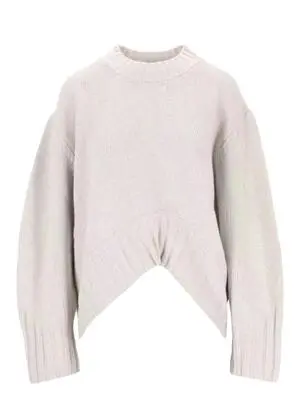 Attico Embroidered Asymmetric Hem Sweater - Grey