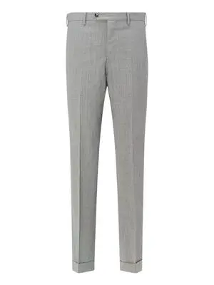 PT TORINO Mid-rise Trousers With Turn-up Cuffs - Grey