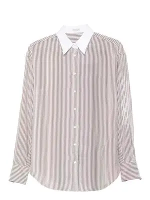BRUNELLO CUCINELLI Brunello Cucinelli Monili Striped Silk Shirt