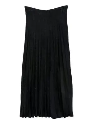 Balmain Balmain Pleated Sequin-Embellished Midi Skirt Black