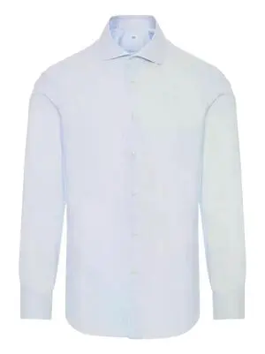 BARBA NAPOLI Micro-pattern Long-sleeve Shirt - Blue