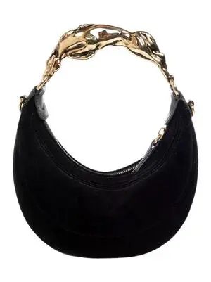 Chloé Small Velvet Tote Bag With Horse Sculpture Handle - Black