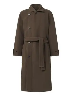 LEMAIRE Wool Wrap Coat - Brown
