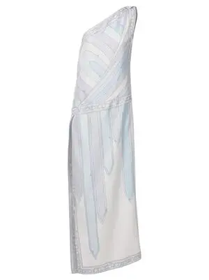 Emilio Pucci Iride One-shoulder Silk Twill Gown - Blue