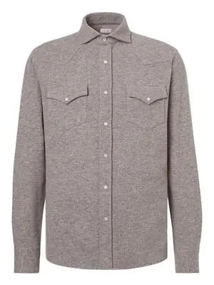 Brunello Cucinelli Cashmere And Cotton-blend Shirt - Grey